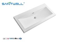 China Luxury Design SW6033-1005 Top Quality Artificial Stone Basins Various Size Rectangle Shape Glossy White Vanitary Sinks for sale