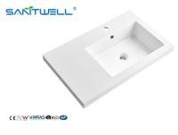 China Right Side SWF750R Washing Hand Stone Basins Eco- Friendly Various Size  Glossy White Basins for sale