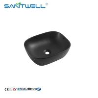 China Chaozhou New Developed Top Quality Rectangular Hand Matt Black Washing Sink Bathroom Above Counter Basin Ceramic Basin for sale