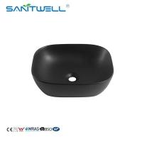China Chaozhou New Developed Top Quality Rectangular Hand Matt Black Washing Sink Bathroom Above Counter Basin Ceramic Basin for sale