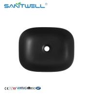 China Chaozhou New Developed Top Quality Rectangular Hand Matt Black Washing Sink Bathroom Above Counter Basin Ceramic Basin for sale