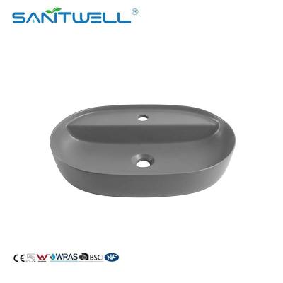 China Sanitary Ware AB8475 Bathroom Ceramic Wash Hand Basin  Matt Grey Popular Colorful Sinks for sale