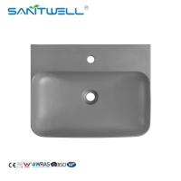 China 2022 New Design AB8522 Ceramic Wash Hand Basins Matt Grey Rectangle Shape Above Counter Sinks for sale