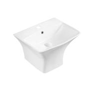 China Luxury Fashion Design SWM9507-1 Bathroom Half Pedestal Sinks Soild Surface Wall Hung Sinks for sale