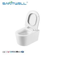 China Wholesale Luxury SWA325 Procelian WC Washdown Rimless Wall Hung Toilets P trap European Market for sale