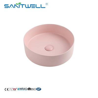 China China Factory Chaozhou 2024 Above Counter basin Pink Color Ceramic Basin Wall Mounted Sink for sale