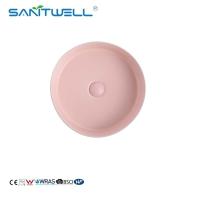 China China Factory Chaozhou 2024 Above Counter basin Pink Color Ceramic Basin Wall Mounted Sink for sale