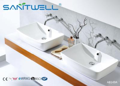 China Rectangle Above Counter Top Wash Basin Ceramic Bathroom Vessel Vanity Sink for sale