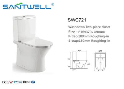 China Gravity Flushing System Ceramic Toilet Western Sitting WC Two Piece for sale