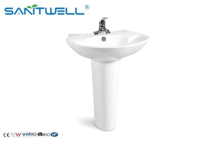 China White Bathroom Oval Wash Basin Ceramic Art Sink 700*500*780 mm Size for sale