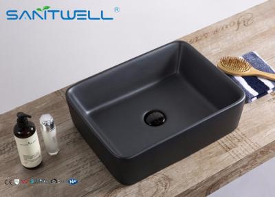 China Fashion Ceramic Art Basin Matte Black Bathroom Sink 480*370*130 mm New Style for sale