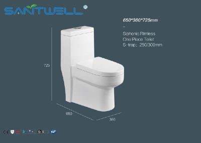 China Nano Ceramic  Single Piece Toilet Siphonic flushing WC 650*360*725 mm Size for sale