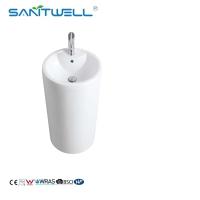 China Wholesale Art Pedestal Basins Luxury Models Floor Standing Sinks for European Market for sale