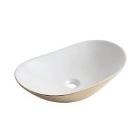 China Boat Top Quality Shape Bathroom Sink Wholesale Price Ceramic Oval Wash Basin Above Counter Basin for sale