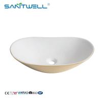 China Boat Top Quality Shape Bathroom Sink Wholesale Price Ceramic Oval Wash Basin Above Counter Basin for sale