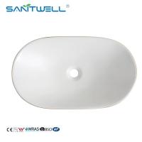 China Boat Top Quality Shape Bathroom Sink Wholesale Price Ceramic Oval Wash Basin Above Counter Basin for sale