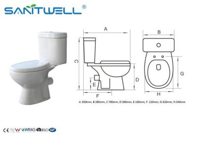 China Popular Cheap Price Two Piece Washdown WC Toilet 665*360*725 mm for sale