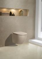 China Modern New Mink Color Ceramic Rimless Washdown P Trap Wall Hung Toilet for sale