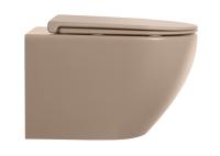 China Modern New Mink Color Ceramic Rimless Washdown P Trap Wall Hung Toilet for sale