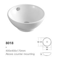 China Modern High Quality Simple Solid Surface Round White Ceramic Counter Top Bathroom Sink Bowl for sale