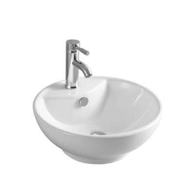 China Popular Sanitary Ware Bowl Sink Round Thin Edge Vanity Ceramic Sinks Art Basin With Overflow Hole for sale