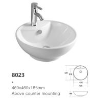 China Popular Sanitary Ware Bowl Sink Round Thin Edge Vanity Ceramic Sinks Art Basin With Overflow Hole for sale