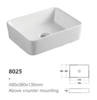 China Rectangle Ceramic Washbasin Fancy Small Size Above Counter Bathroom Bowl Sink for sale