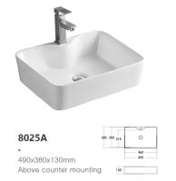 China Slim Edge Above Counter Ceramic Hand Wash Basin Sink Vessel Vanity Sink for Bathroom for sale