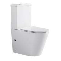 China European Luxury Ceramic Floor Mounted Close Coupled Two Piece Toilet Manufacture Rimless Wash Down for sale
