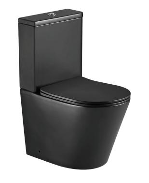 China European Ceramic Matt Black Color Close Coupled Two Piece Toilet Manufacture Rimless Wash Down Flush for sale