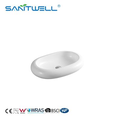 China Hot Sale Hotel Wash Basin Bathroom Sanitary Ware Ceramic Art Bowl Oval Counter Top Bathroom Sink for sale