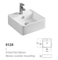 China High Quality Square Ceramic Above Counter Hand Wash Basin with Overflow Hole for sale