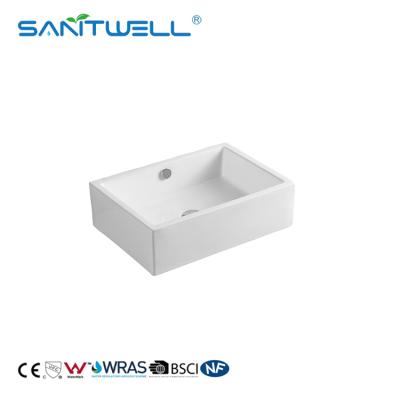 China Modern Rectangle Shape Ceramic Counter Top Wash Basin for Bathroom for sale