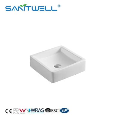 China Modern European Square Smooth Surface Counter Top Ceramic Washbasin Bathroom Sink Bowl for sale