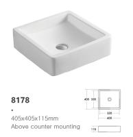 China Modern European Square Smooth Surface Counter Top Ceramic Washbasin Bathroom Sink Bowl for sale