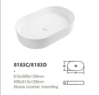 China Popular 610mm Oval Above Counter Mounting Washbasin for sale