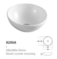 China Modern Small Size Round Bowl Shape Above Counter Mounting Ceramic Washbasin for Bathroom for sale