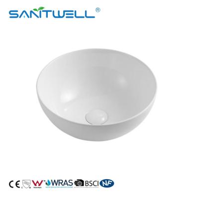 China European Small Round Smooth Surface Porcelain Counter Top Ceramic Washbasin for sale
