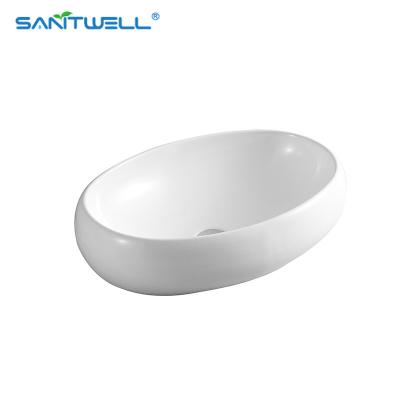 China Glossy White Modern Bathroom Vessel Sink Counter Top Porcelain Lavabo Washbasin for sale