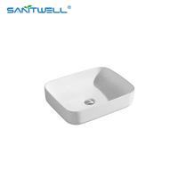 China High Quality Rectangle Shape Ceramic Table Top Washbasin Bathroom Sink for sale