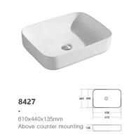 China High Quality Rectangle Shape Ceramic Table Top Washbasin Bathroom Sink for sale