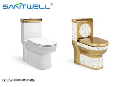 China CE Approved Gold Ceramic Toilet SWC1411 780*380*750 Mm Dual Flush Washdown for sale