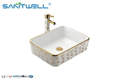 China Single Tap Bathroom Ceramic Art Basin Decorative Printed AB8025C for sale