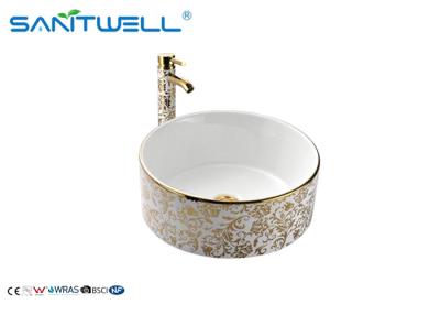 China Ceramic Art Sanitary Ware Basin Golen Decal / Hand Wash Basin For Bathroom for sale