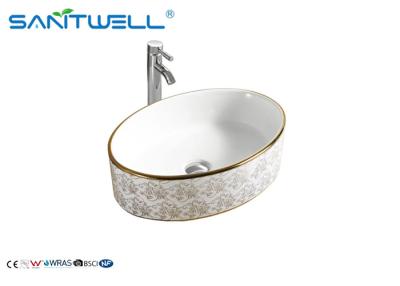 China Golden Plating Bathroom Ceramic Basin / Counter Top Art Basin Sink CE Approval for sale