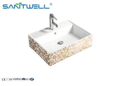 China Art Round Gloden Ceramic Above Counter Basins AB8221G 585×440×160mm for sale