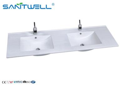 China AB8003-150D Sanitary Ware White Ceramic Sink / Easy Clean Double Wash Basin for sale