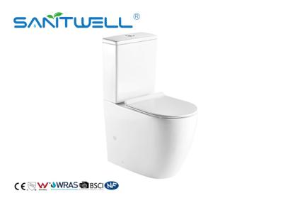 China White Rimless Wc Close Coupled Toilet Ceramic Material With Size 630 * 380 * 860mm for sale