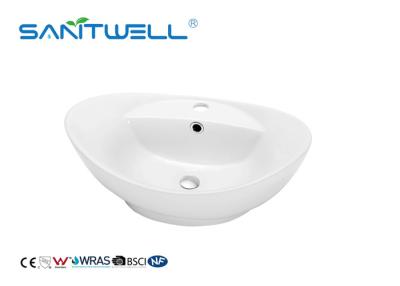 China Oval Shape Ceramic Art Basin Counter Top Installation Type 590 * 390 * 220mm for sale