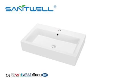 China Counter Top Rectangular Shape Ceramic Art Basin For Bathroom Hand Cleaning for sale